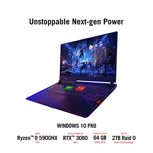 ASUS ROG Strix Scar 17 (2021) Gaming Laptop, 17.3” 360Hz IPS FHD, NVIDIA GeForce RTX 3080, AMD Ryzen 9 5900HX, 16GB DDR4, 1TB SSD, Opti-Mechanical Per-Key RGB Keyboard, Windows 10 Pro, G733QSA-PB96