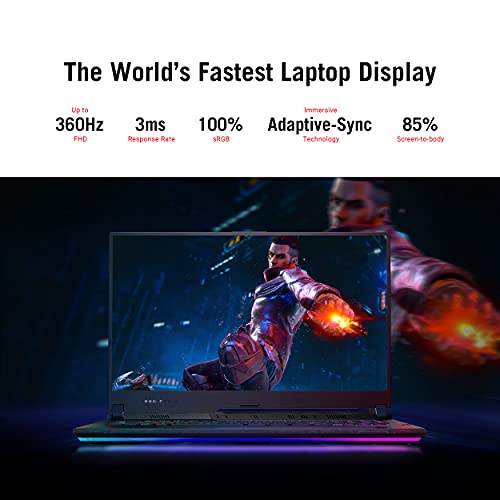 ASUS ROG Strix Scar 17 (2021) Gaming Laptop, 17.3” 360Hz IPS FHD, NVIDIA GeForce RTX 3080, AMD Ryzen 9 5900HX, 16GB DDR4, 1TB SSD, Opti-Mechanical Per-Key RGB Keyboard, Windows 10 Pro, G733QSA-PB96