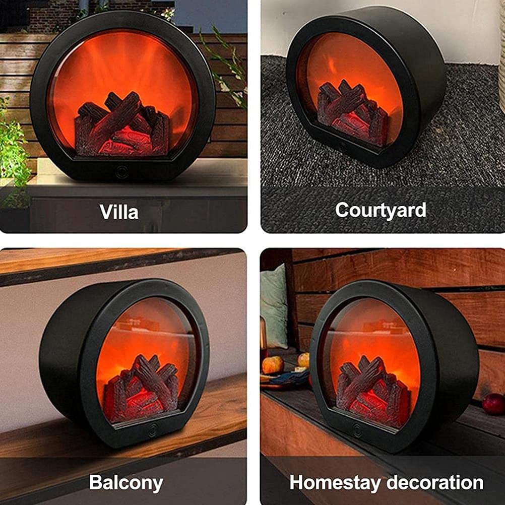 Cricia LED Fireplace Lantern Simulation LED Desk Stove LED Lantern with Realistic Flame Simulation Decorative Realistic Fireplace Lantern Fireplace Lamp