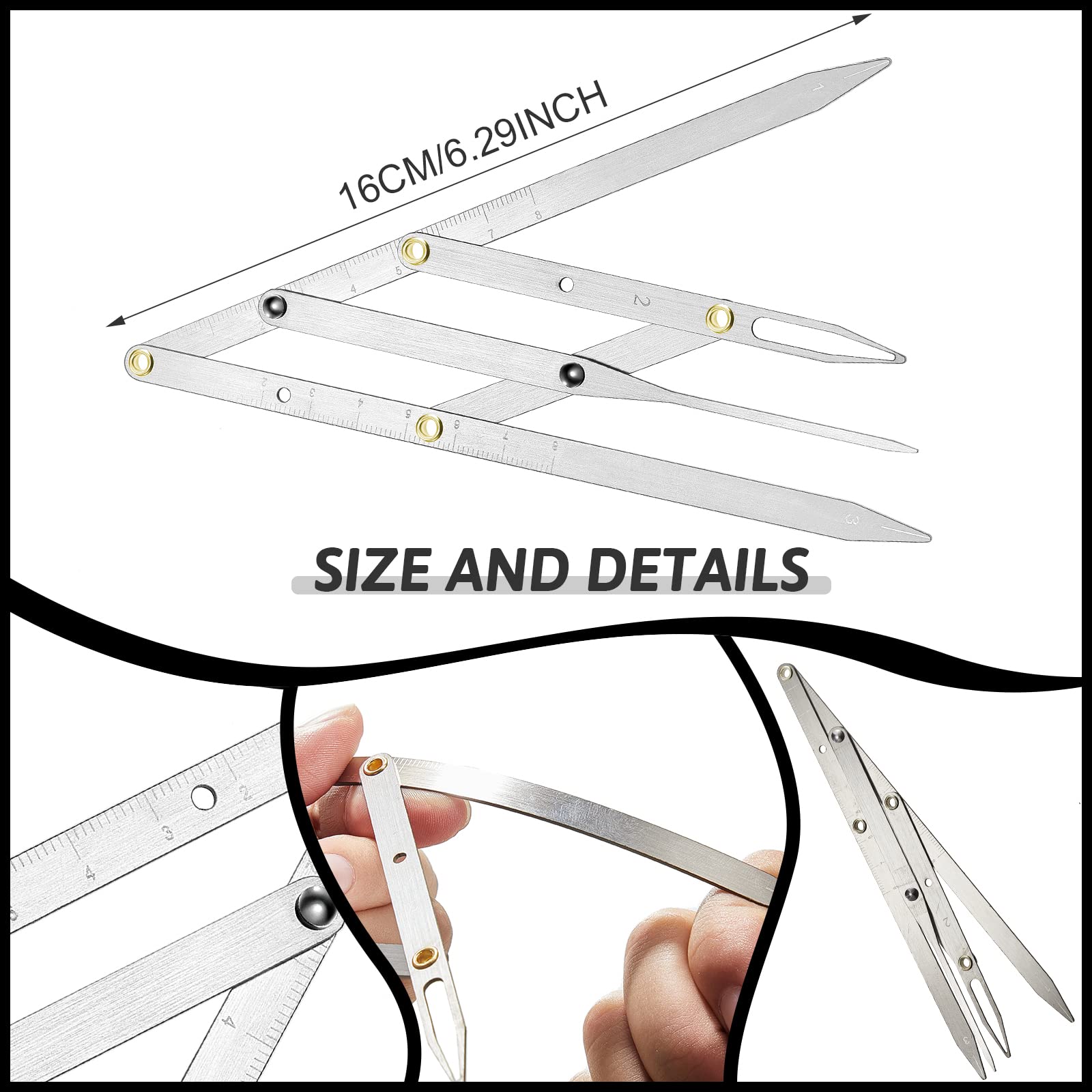 6 Pieces Tattoo Eyebrow Ruler 3 Point Positioning Ruler Mini Caliper Double Scale Vernier Caliper Eyebrow Golden Ratio Caliper Microblading Ruler Gauge Ruler Measuring Tool with Eyebrow Shaver