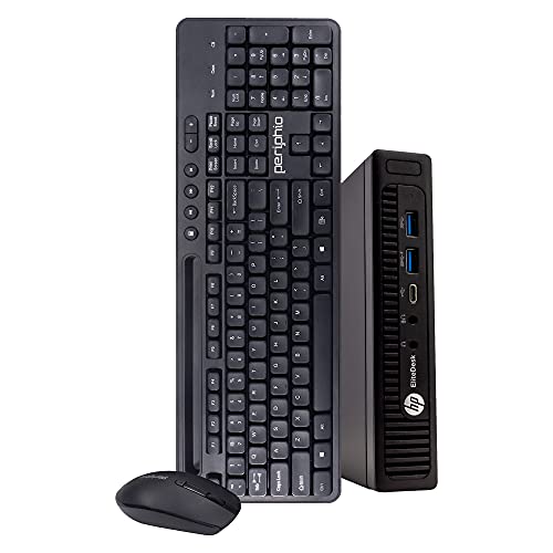 HP EliteDesk 800G2 Micro Desktop Computer PC, Intel Quad Core i5, 16GB RAM, 512 GB SSD, Windows 10 Pro, Periphio Wireless Keyboard & Mouse (Renewed)