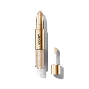 iconic london glaze crayon | dual ended eyeshadow stick for sparkling, wet-look glazed effect, cruelty free, vegan makeup, original (champagne) 0.92 oz