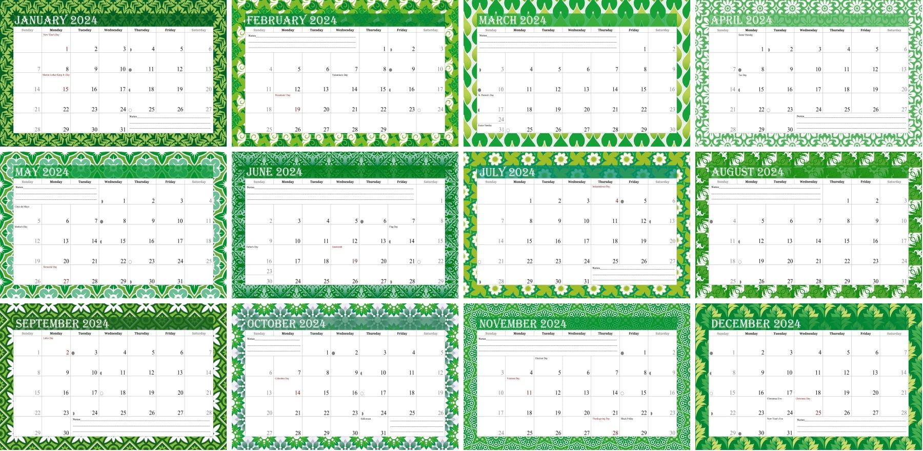 2024 Photo Frame Wall Spiral-bound Calendar (Add Your Own Photos) - 12 Months Desktop/Wall Calendar/Planner - (Edition #06)