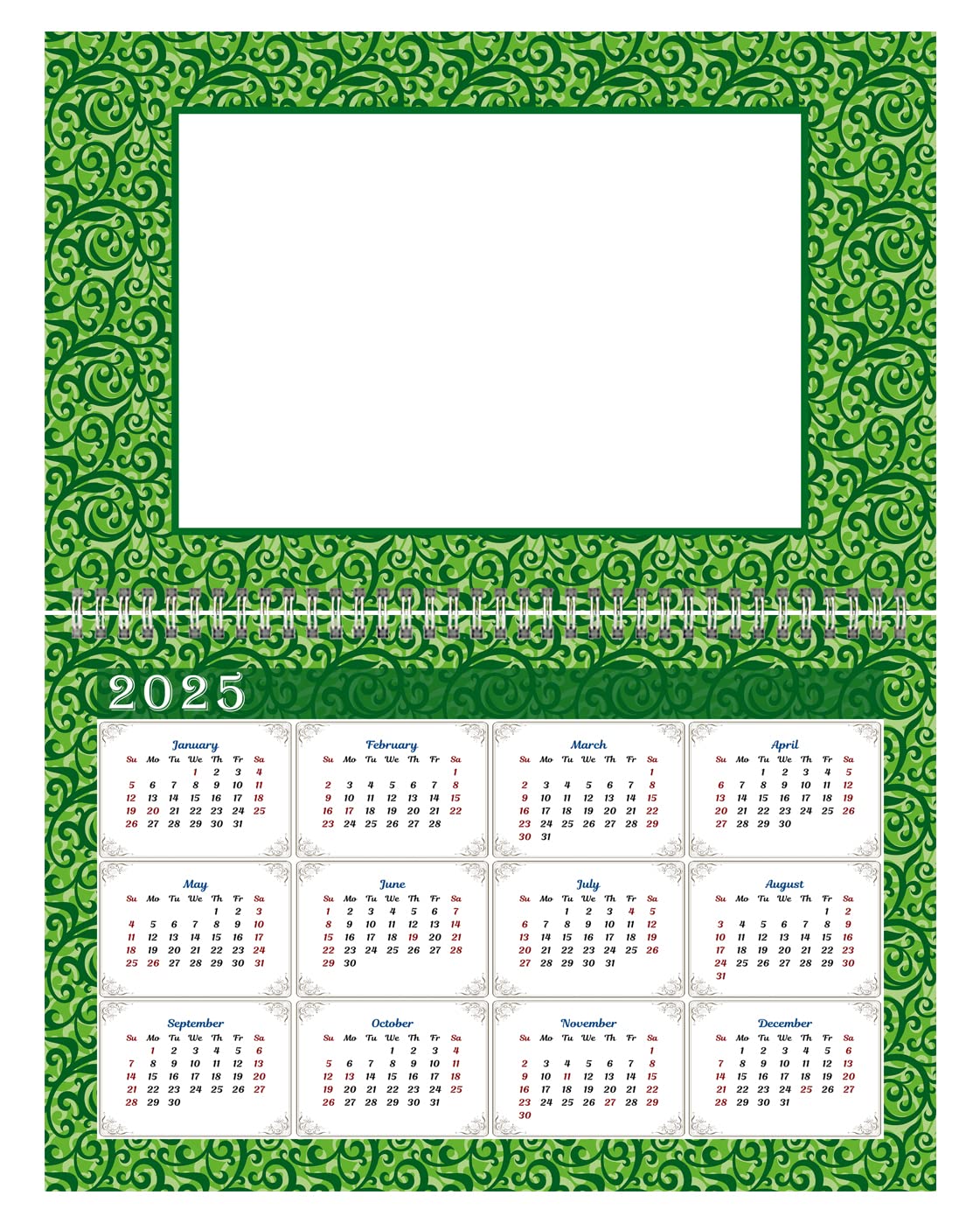 2024 Photo Frame Wall Spiral-bound Calendar (Add Your Own Photos) - 12 Months Desktop/Wall Calendar/Planner - (Edition #06)