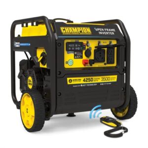 champion power equipment 201185 4250-watt wireless remote start open frame inverter generator, co shield