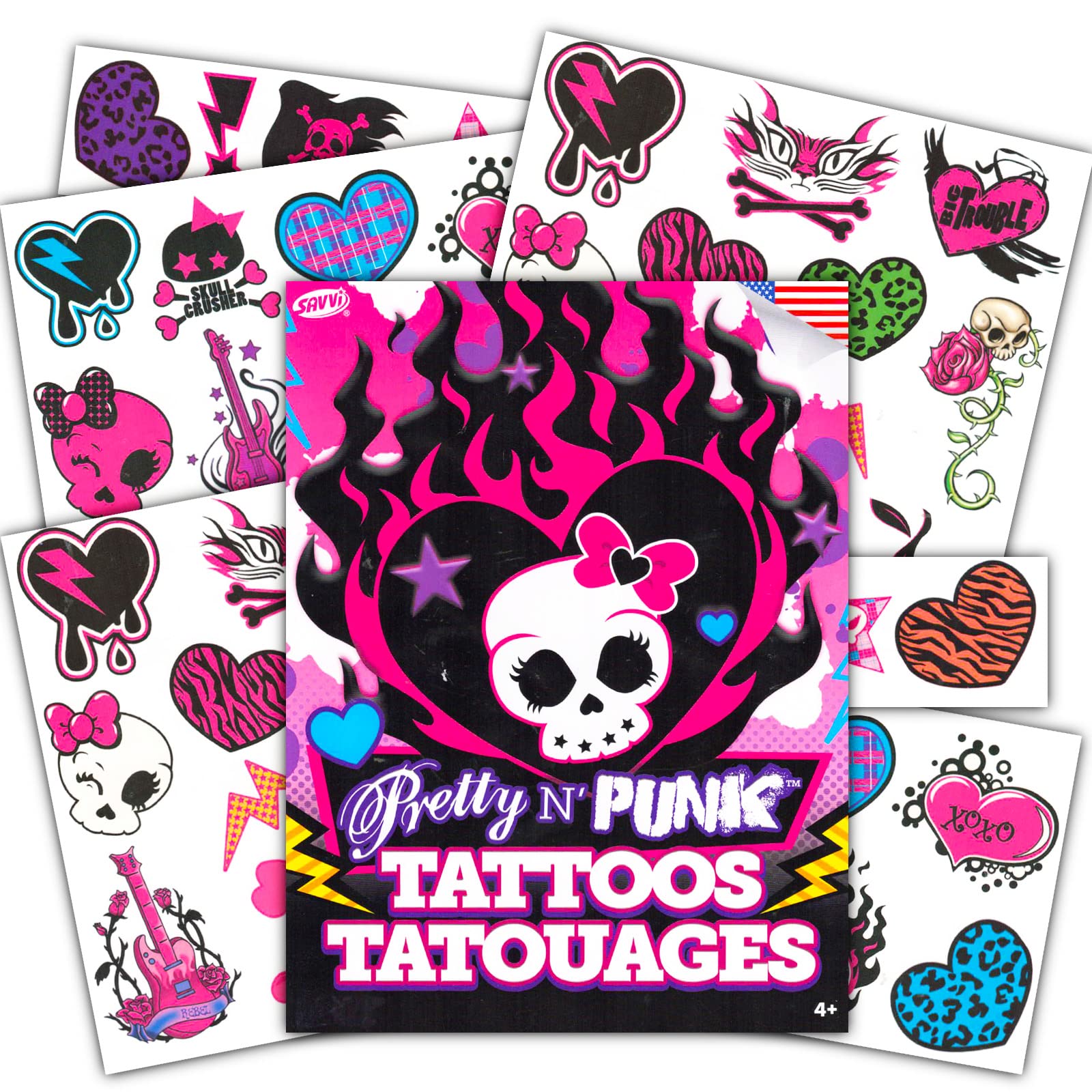 Rock Star Tattoos Punk Rock Temporary Tattoos Party Favor Set ~ 50+ Girl Punk Rocker Tattoos for Halloween Costumes, Party Supplies, More