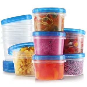 tafura twist top soup storage containers with lids [16 oz - 10 pack] reusable freezer containers for food with screw on lids, 16 ounce food storage container with cover, leakproof, bpa free