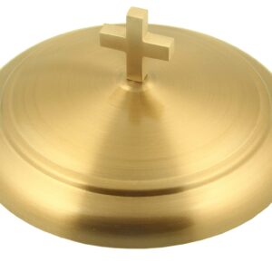 Communion Ware 3 Holy Wine Serving Trays with A Lid & 2 Stacking Bread Plates with A Lid - Stainless Steel (Brass/Gold)