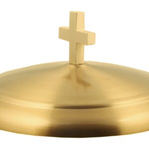 Communion Ware 3 Holy Wine Serving Trays with A Lid & 2 Stacking Bread Plates with A Lid - Stainless Steel (Brass/Gold)