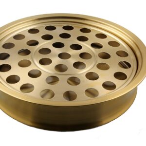 Communion Ware 3 Holy Wine Serving Trays with A Lid & 2 Stacking Bread Plates with A Lid - Stainless Steel (Brass/Gold)