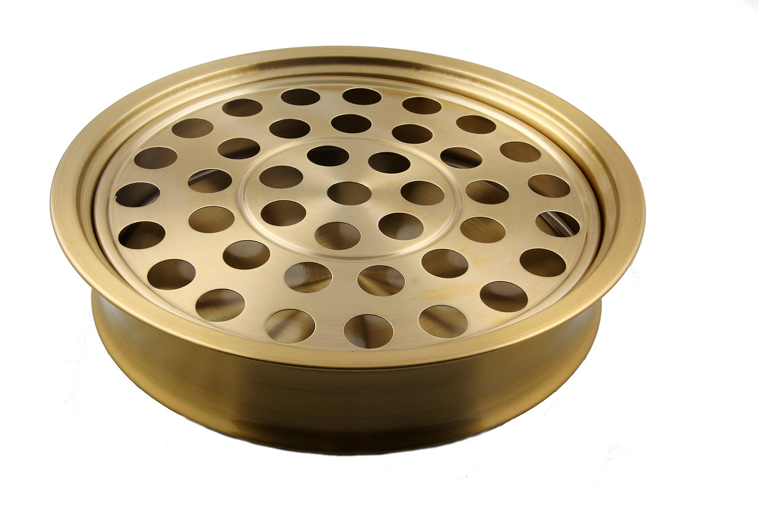 Communion Ware 3 Holy Wine Serving Trays with A Lid & 2 Stacking Bread Plates with A Lid - Stainless Steel (Brass/Gold)