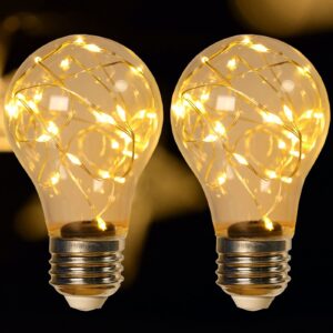 howorr decorative light bulb, 2w led fairy light bulbs, 15w equivalent cute light bulbs for pendant light fixtures, bedroom, living room, christmas, wedding, warm white, e26 base