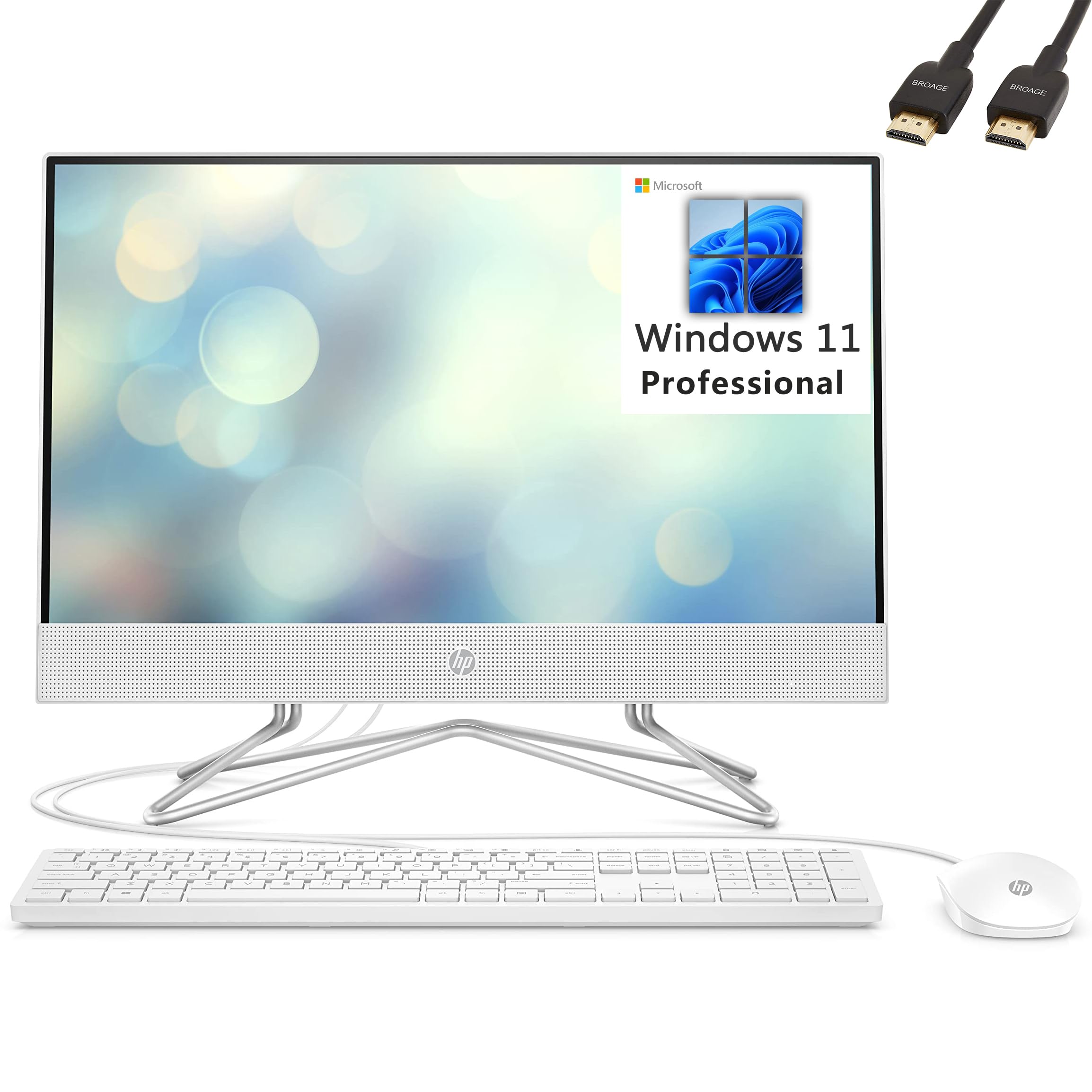 HP All-in-One 22" Desktop Computer, AMD Athlon Gold 3150U Processor, Radeon Graphics, 4 GB RAM, 256 GB SSD, Windows 11 Home ( 22-df0222, snow white)