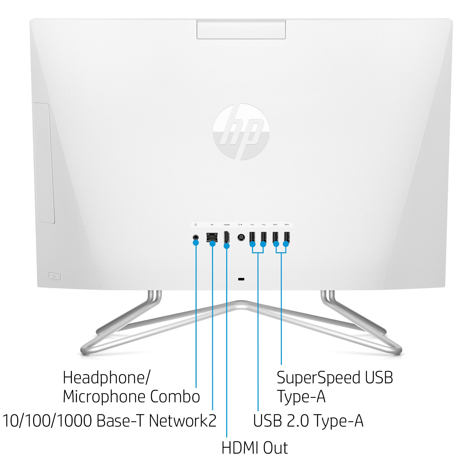 HP All-in-One 22" Desktop Computer, AMD Athlon Gold 3150U Processor, Radeon Graphics, 4 GB RAM, 256 GB SSD, Windows 11 Home ( 22-df0222, snow white)