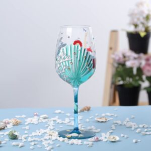 NymphFable Hand Painted The Little Mermaid Wine Glass 15oz Personalised Birthday Gifts for Women Best Friend