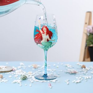 NymphFable Hand Painted The Little Mermaid Wine Glass 15oz Personalised Birthday Gifts for Women Best Friend