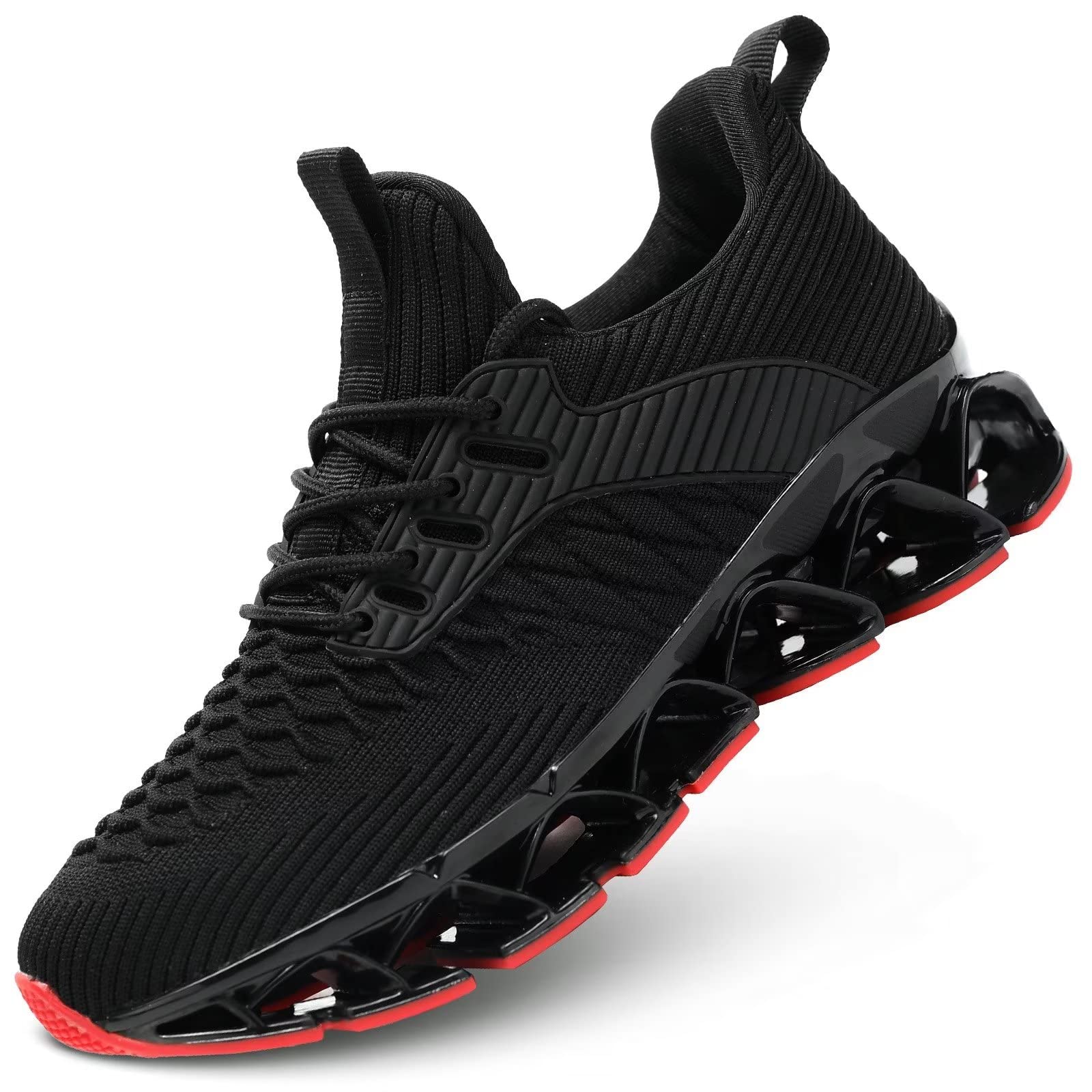 Womens Slip-ins Running Shoes Blade Tennis Walking Sneakers Comfortable Fashion Non Slip Work Sport Shoes Gym Trainers Black/Red