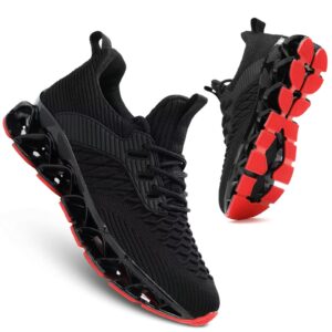 Womens Slip-ins Running Shoes Blade Tennis Walking Sneakers Comfortable Fashion Non Slip Work Sport Shoes Gym Trainers Black/Red