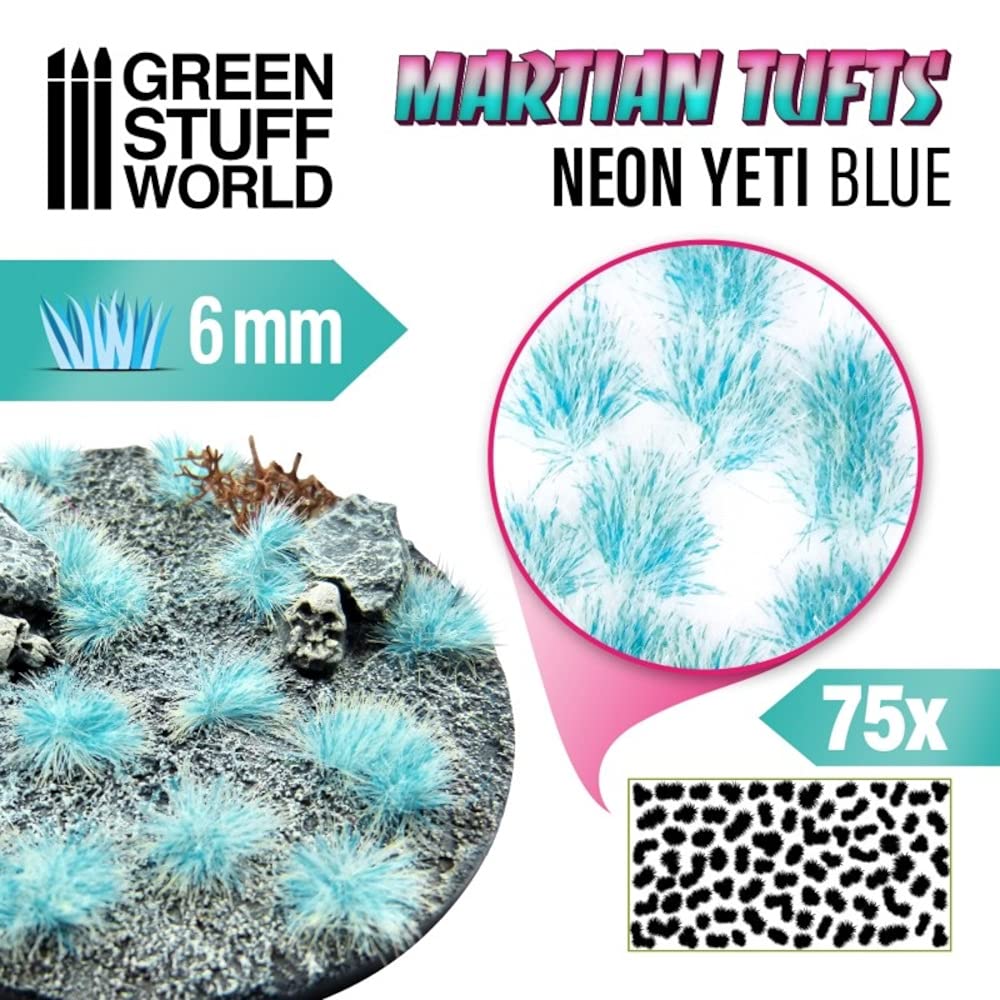 Green Stuff World Martian Tufts for Models and Miniatures – Neon Yeti Blue 6mm 10684