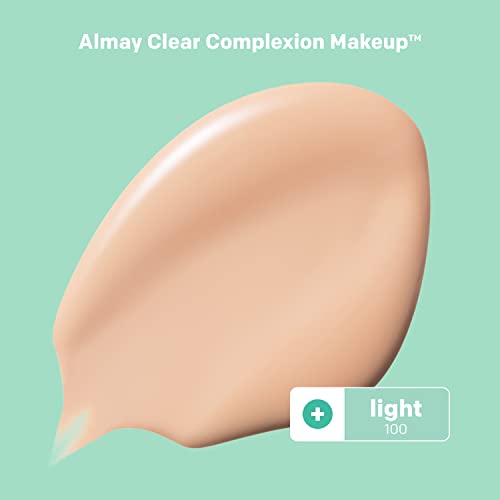 Almay Clear Complexion Acne & Blemish Spot Treatment Concealer Makeup with Salicylic Acid- Lightweight, Full Coverage, Hypoallergenic, Fragrance-Free, for Sensitive Skin, 100 Light, 0.3 fl oz.