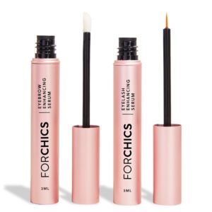 forchics forlash eyelash growth serum bundle with forbrow eyebrow growth serum - fuller, thicker, and longer eyelashes & eyebrows | organic & natural | vegan & cruelty-free formula - [0.10 fl. oz/3ml]