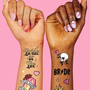 xo, Fetti Bride or Die Bachelorette Temporary Tattoos - 48 Foil Styles | Til Death Do Us Party Bach Decoration, Bridesmaid Favor, Bride to Be Gift + Bridal Shower Supplies