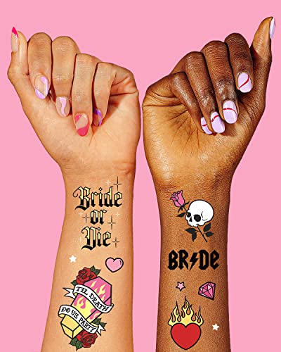 xo, Fetti Bride or Die Bachelorette Temporary Tattoos - 48 Foil Styles | Til Death Do Us Party Bach Decoration, Bridesmaid Favor, Bride to Be Gift + Bridal Shower Supplies