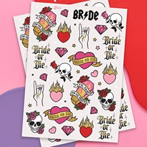 xo, Fetti Bride or Die Bachelorette Temporary Tattoos - 48 Foil Styles | Til Death Do Us Party Bach Decoration, Bridesmaid Favor, Bride to Be Gift + Bridal Shower Supplies