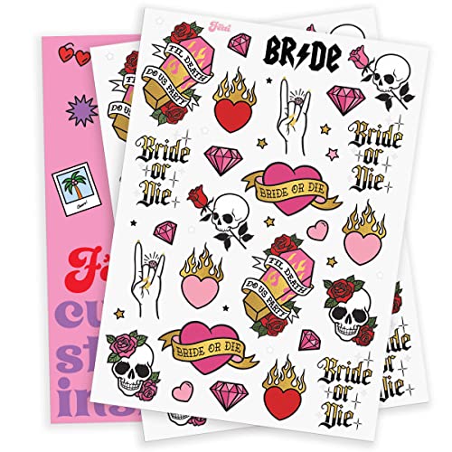 xo, Fetti Bride or Die Bachelorette Temporary Tattoos - 48 Foil Styles | Til Death Do Us Party Bach Decoration, Bridesmaid Favor, Bride to Be Gift + Bridal Shower Supplies