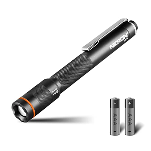 NICRON B22W LED Pocket Pen Light,Small,Compact,Portable,Zoomable Flashlight with Clip for Inspection,Camping,Outdoor,Everyday Use