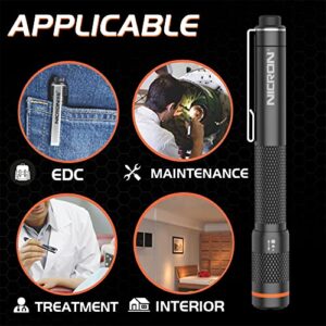 NICRON B22W LED Pocket Pen Light,Small,Compact,Portable,Zoomable Flashlight with Clip for Inspection,Camping,Outdoor,Everyday Use