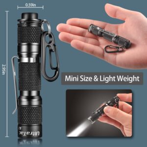 UltraTac K1 Keychain Flashlight with Push Button, 180lm Waterproof AAA LED Flashlight Keychain for EDC, Camping, Hiking, Outdoor Activity and Emergency Use(Black)