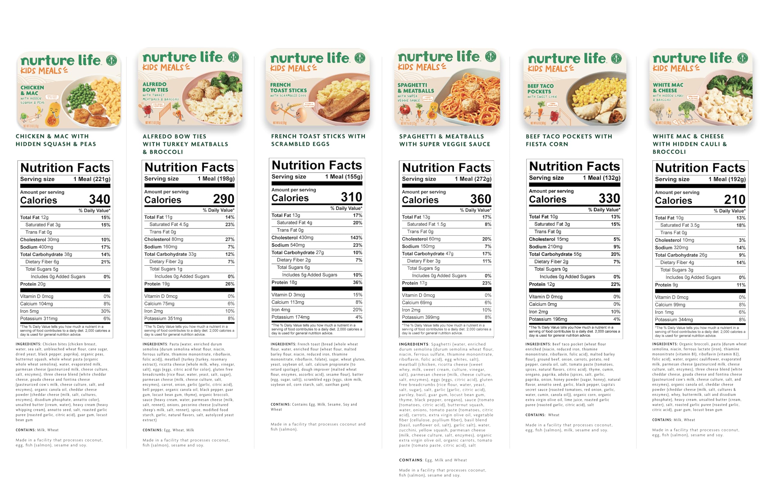 Nurture Life Healthy Toddler & Kid Food Favorites 6-Meal Variety Pack (French Toast & Chicken Nuggets), Organic Focus