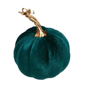 Farmhouse Fall Harvest Velvet Foam Pumpkins for Halloween, Thanksgiving, Centerpiece, Mantel, Table Decor (Rose, Teal)