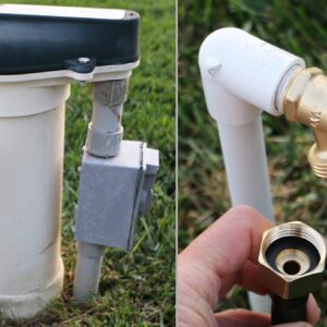 Winterize Sprinkler System, Outdoor Faucet, RV, Camper, and Travel Trailer: Air Compressor Plug To Garden Hose Faucet Blow Out Adapter (Lead-Free Brass) with Male-to-Male Fitting, 20" Long