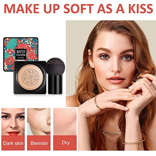 IONSGAKO Mushroom Head Air Cushion CC Cream BB Cream Foundation Makeup Lasting Natural Brighten Moisturizing Concealer Easy to Apply -Nature