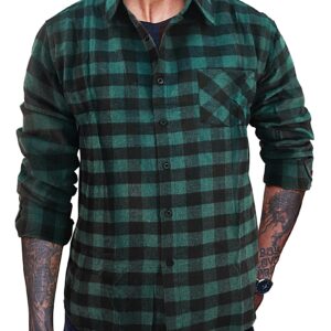 COOFANDY Mens Long Sleeve Button Up Plaid Shirts Regualr Fit Cotton Flannel Shirt