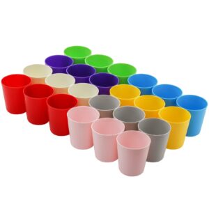 Frcctre 24 Pack Plastic Kids Cups, 8 Oz Reusable Plastic Toddler Cups, Unbreakable Plastic Children Drinking Cups Juice Tumblers, BPA-Free Cups, Dishwasher Safe, 8 Rainbow Colors