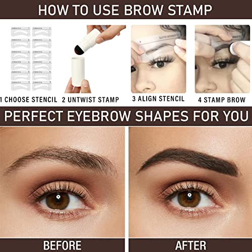 Eyebrow Stamp Stencil Kit Brow Stamp with Reusable Eyebrow Stencil Kit Eye Brow Stamping Kit Eyebrow Stamp Dark Brown