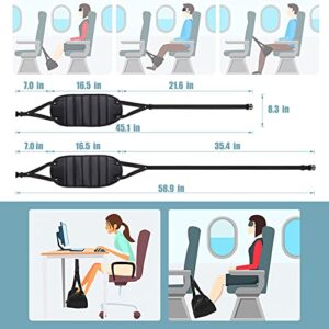 Airplane Foot Rest with Eye Mask, Adjustable Flying Travel Foot Hammock for Under Desk, Portable Airplane Travel Essentials, Long Airplane Flight Travel Accessories