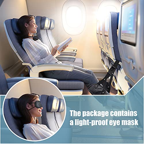 Airplane Foot Rest with Eye Mask, Adjustable Flying Travel Foot Hammock for Under Desk, Portable Airplane Travel Essentials, Long Airplane Flight Travel Accessories