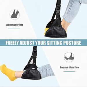 Airplane Foot Rest with Eye Mask, Adjustable Flying Travel Foot Hammock for Under Desk, Portable Airplane Travel Essentials, Long Airplane Flight Travel Accessories