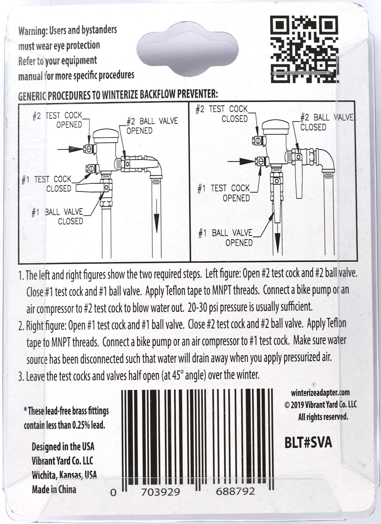 Schrader Valve to Male NPT Fittings | Adapters to Winterize Backflow Preventer and Pressure Vacuum Breaker (PVB) for Sprinkler Systems| Blowout Method Using Air Compressor (Lead-Free Brass)