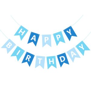 waenerec blue happy birthday banner sign happy birthday bunting banner garland for kids boys baby 1st birthday tea party decorations bunting flag birthday party supplies