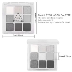 Black Smokey Gray Silver Glitter Shimmer Eye Makeup Palette, 9 Colors Cool Toned Matte, Make Up Black Radiance Eyeshadow Palette, Profesional Sombras De Ojos (A).