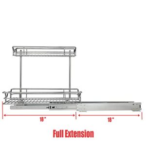 OCG 2 Tier Under Sink Pull Out Organizer (14" W x 21" D x 15.8" H), Under Sink Organizers and Storage for Kitchen Bathroom Cabinet, Chrome Finish