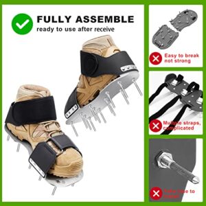 Upgraded Metal Lawn Aerator Shoes Spiked Shoes for Aerating Lawn, Rivet Pre-Assembled Aerating Shoes with 2 Straps Design, One-Size-Fits-All, Adjustable Spiked Shoes for Grass Lawn Garden Yard