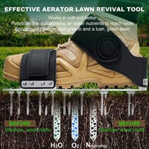 Upgraded Metal Lawn Aerator Shoes Spiked Shoes for Aerating Lawn, Rivet Pre-Assembled Aerating Shoes with 2 Straps Design, One-Size-Fits-All, Adjustable Spiked Shoes for Grass Lawn Garden Yard