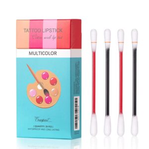 eliversion 20pcs waterproof non-stick lip tint cotton swab, long lasting matte lip gloss applicator