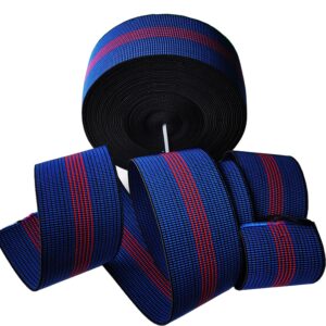 70 Ft Heavy Duty Sofa Elastic Webbing,Contiunous Long Durable Strong Elasticity Dark Blue and Red,2.76" Wide,Upholstery Webbing,Couch Sitting Belt Replacement,Upholstery Materials Elasbelt (70)